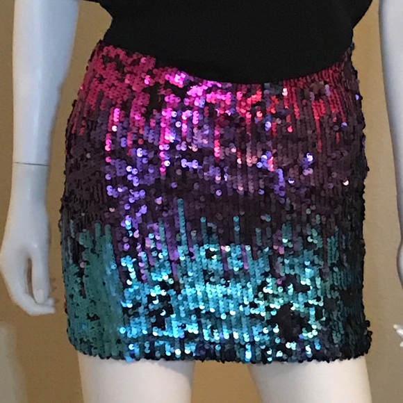 ANGL | Skirts | Multi Colored Sequin Mini Skirt S | Poshmark